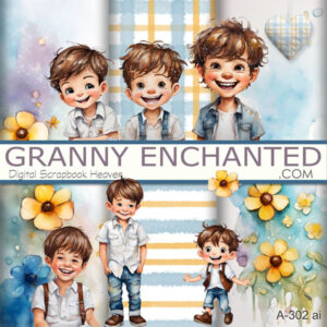 A-308 ai Watercolor Boy Clipart – Granny Enchanted Designs